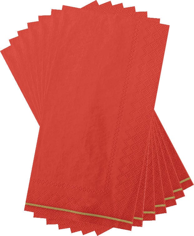 Red with Gold Stripe Paper Dinner Napkins - Luxe Party NYC