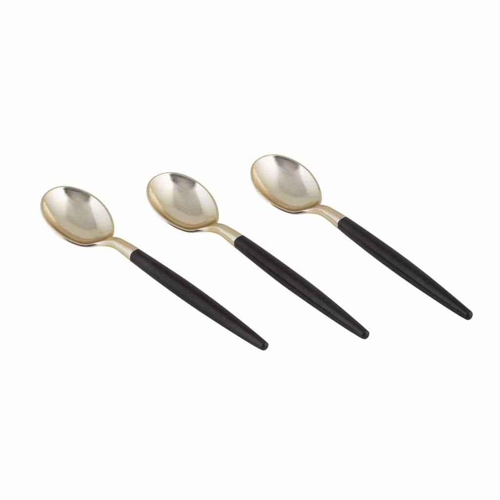 Black and Gold Plastic Mini Spoons | 20 Spoons – Paper Goods Plus
