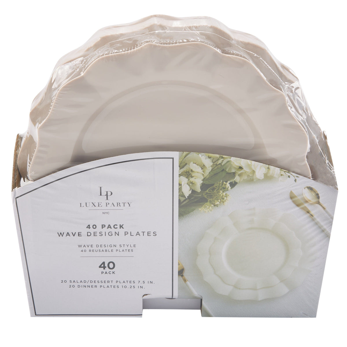 Pearl Linen Waved Plastic Plates Set- Luxe Party – Luxe Party NYC